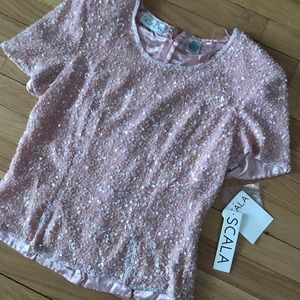 Scala | Tops | Nwt Pink Sequined Top | Poshmark